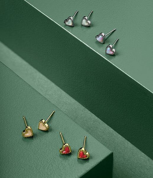 Mini Ari Heart Gold Stud Earrings // 2 colors – HAUS 131